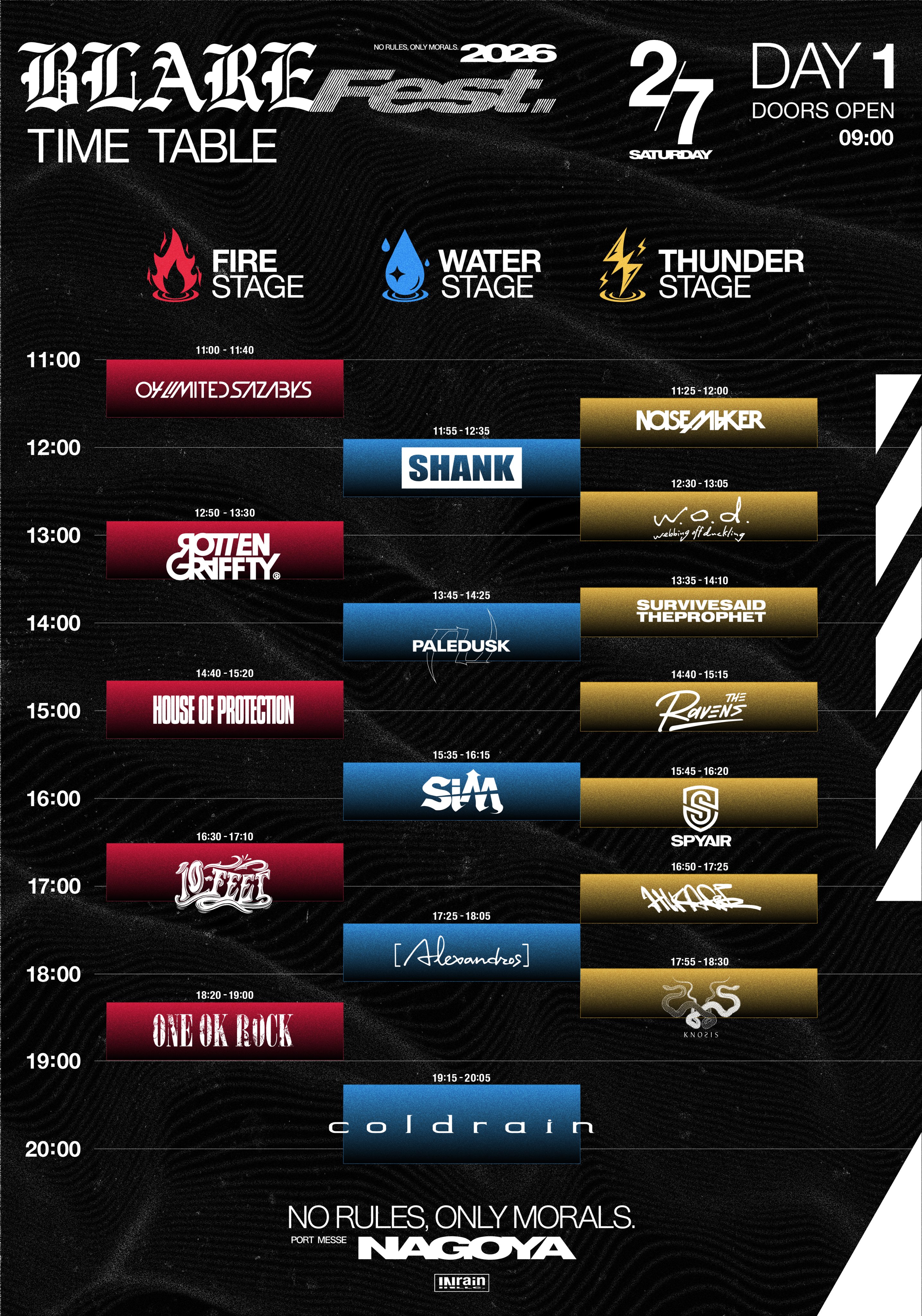 coldrain主催"BLARE FEST. 2026"、タイムテーブル公開！ワンオク、ヘイスミ、10-FEET、ホルモン、MEMPHIS ...