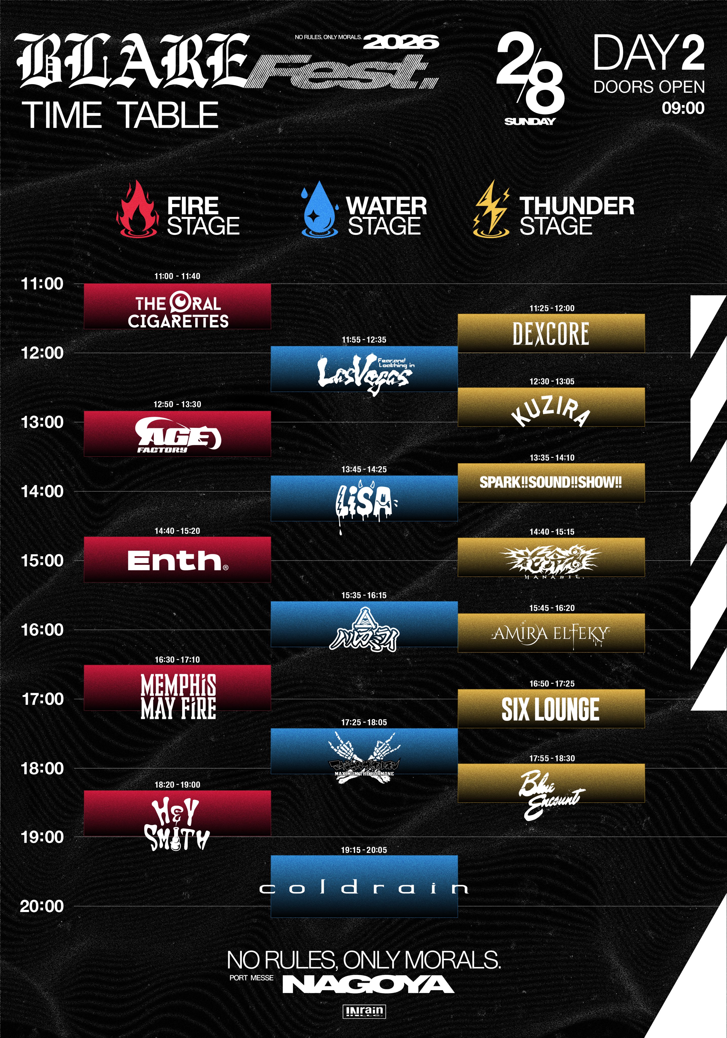 coldrain主催"BLARE FEST. 2026"、タイムテーブル公開！ワンオク、ヘイスミ、10-FEET、ホルモン、MEMPHIS ...