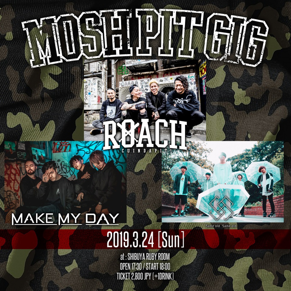 ROACH、3/24渋谷RUBY ROOMにて主催イベント"MOSH PIT GIG"開催決定！盟友 MAKE MY DAY、若手バンド Same old Same oldとの3マン！ | 激 ...
